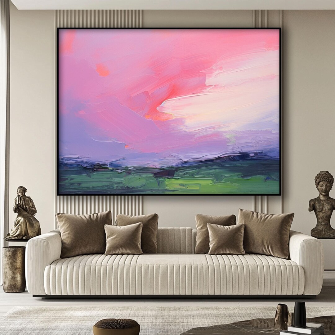 Large Abstract Purple Landscape Oil Painting on Canvas, Original ...