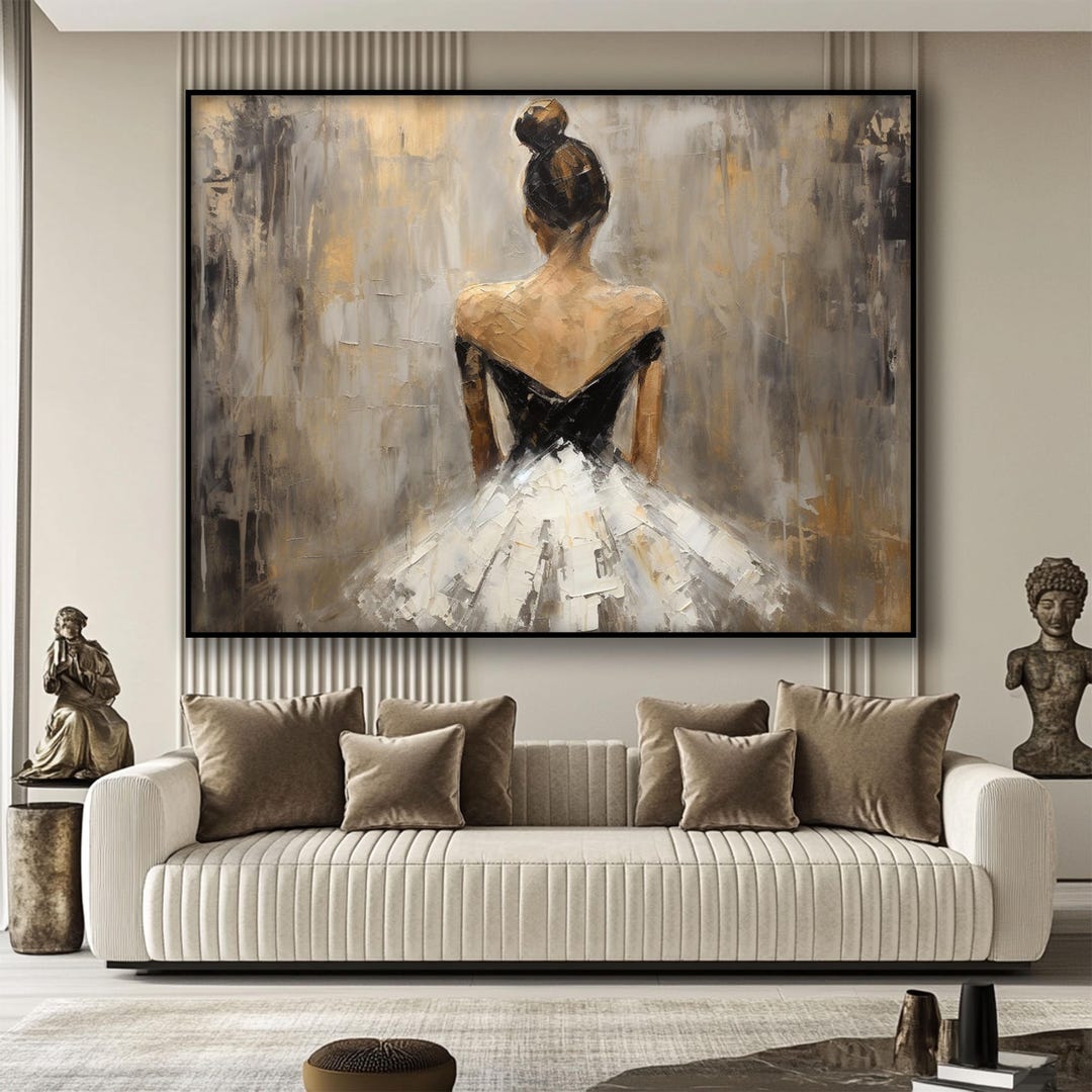 Hand Painted Ballerina Oil Painting: Abstract Textured Canvas Art - Etsy
