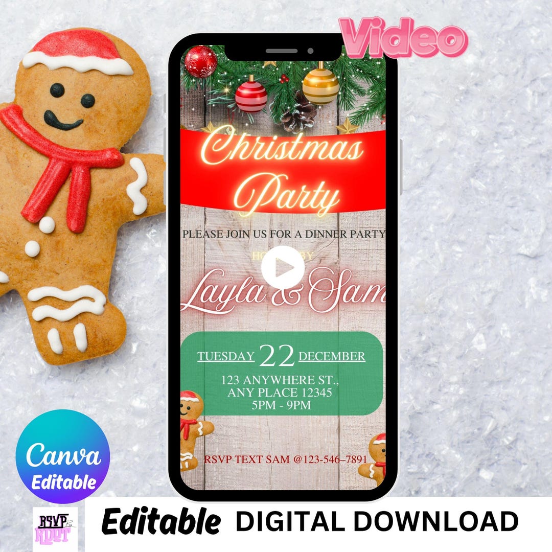 Personalized Christmas Dinner Party Invitation MP4 Video - Etsy