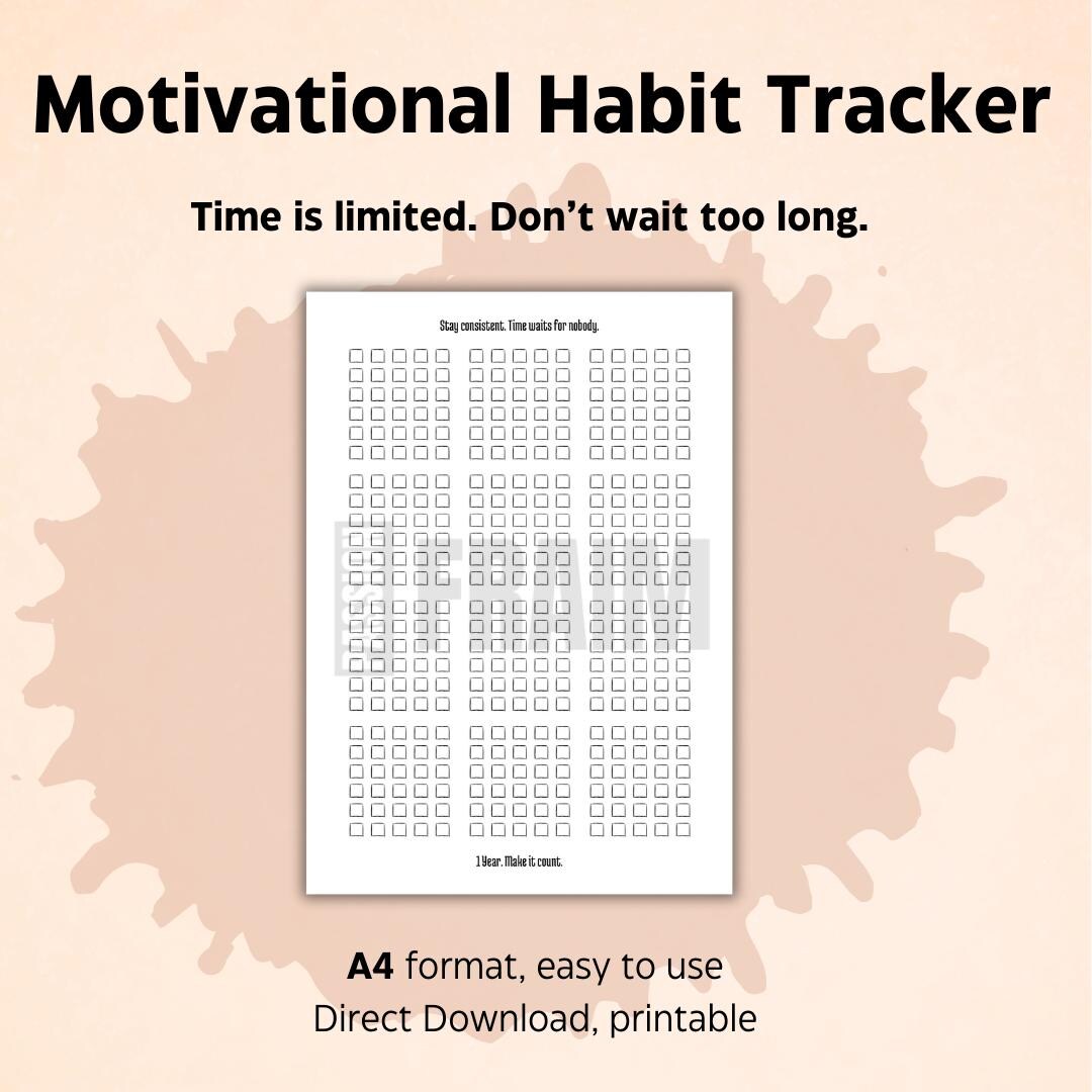 365 Days Habit Tracker Printable Daily Progress Tracker 1 Year PDF ...