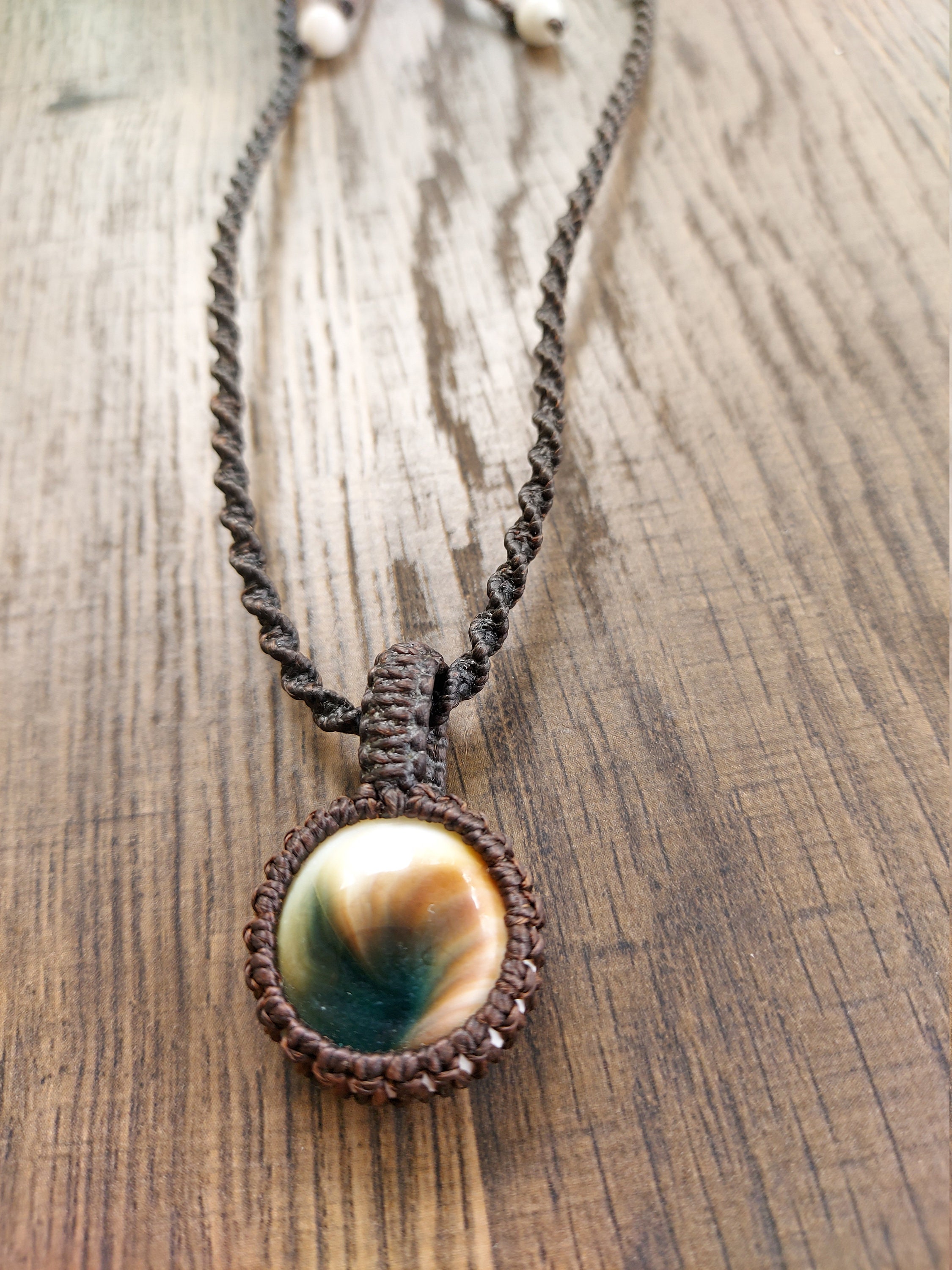 Wrapped Shiva Eye Chocolate Brown Macramé Necklace - Etsy