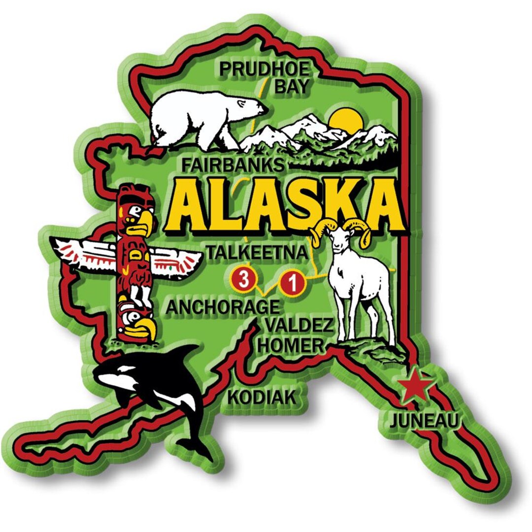 Alaska Colorful State Magnet Collectible Souvenirs Made in the USA - Etsy