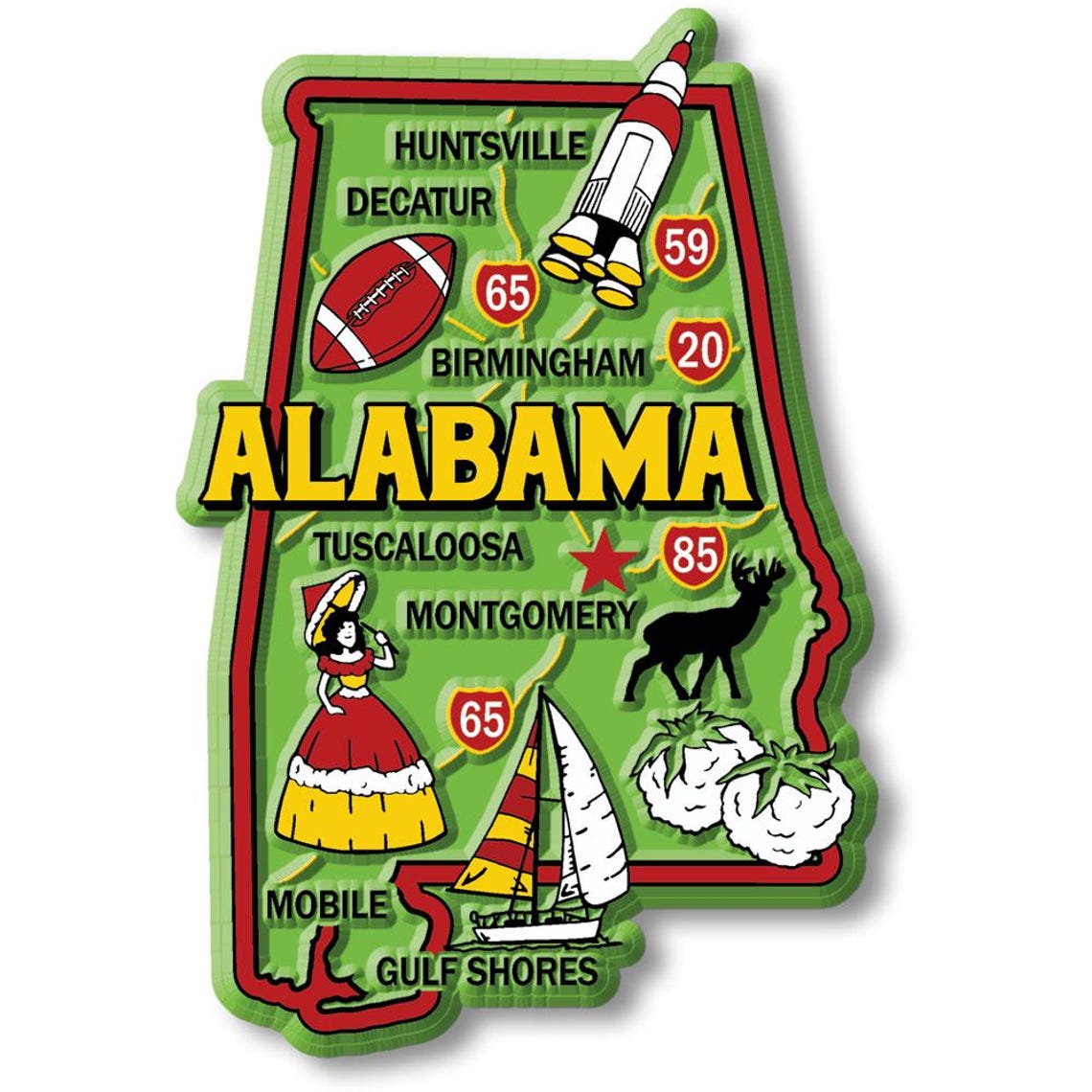 Alabama Colorful State Magnet Collectible Souvenirs Made in the USA - Etsy