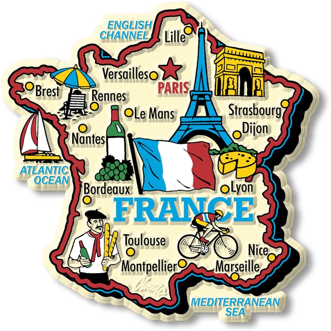 France Country Map Shape Jumbo Magnet, Collectible Souvenirs and Gifts ...