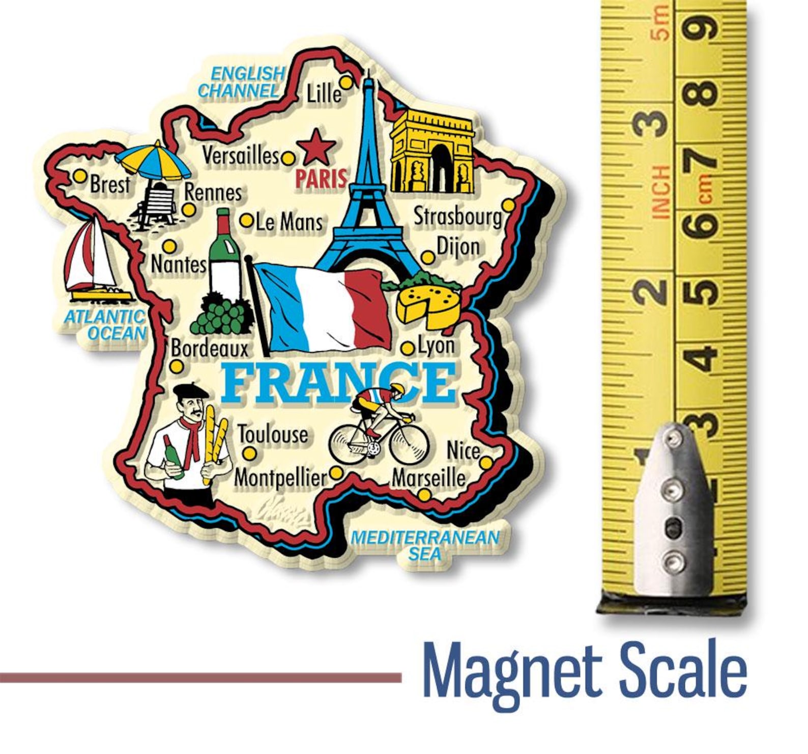 France Country Map Shape Jumbo Magnet, Collectible Souvenirs and Gifts ...