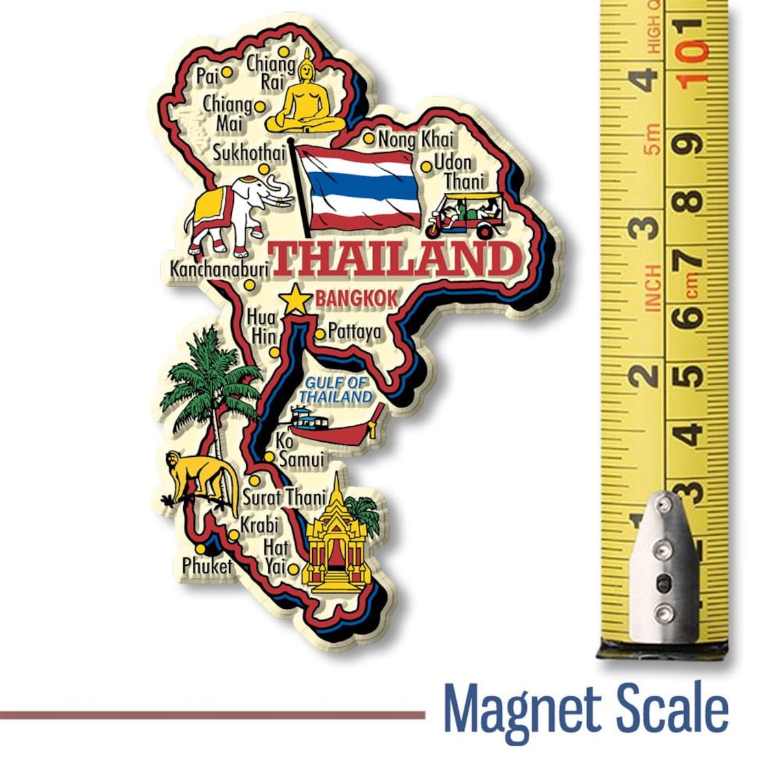 Thailand Country Map Shape Jumbo Magnet, Collectible Souvenirs and ...