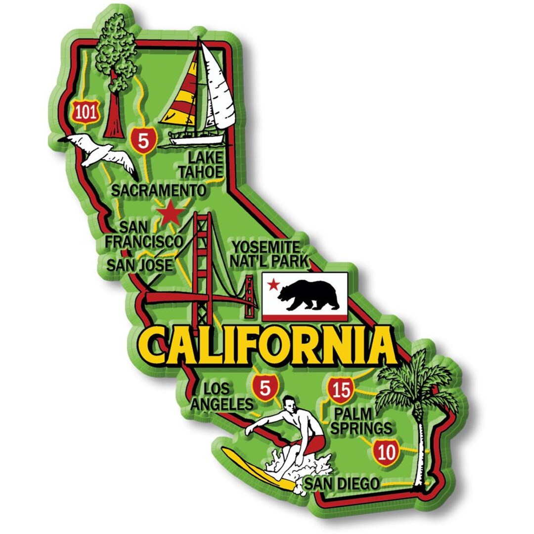 California Colorful State Magnet Collectible Souvenirs Made in the USA ...