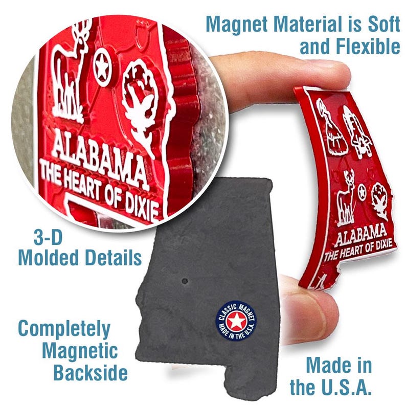Alabama - AL State Map Shape Collectible Souvenirs Magnet Made in the ...