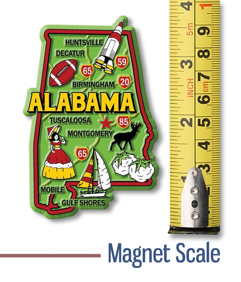 Alabama Colorful State Magnet Collectible Souvenirs Made in the USA - Etsy