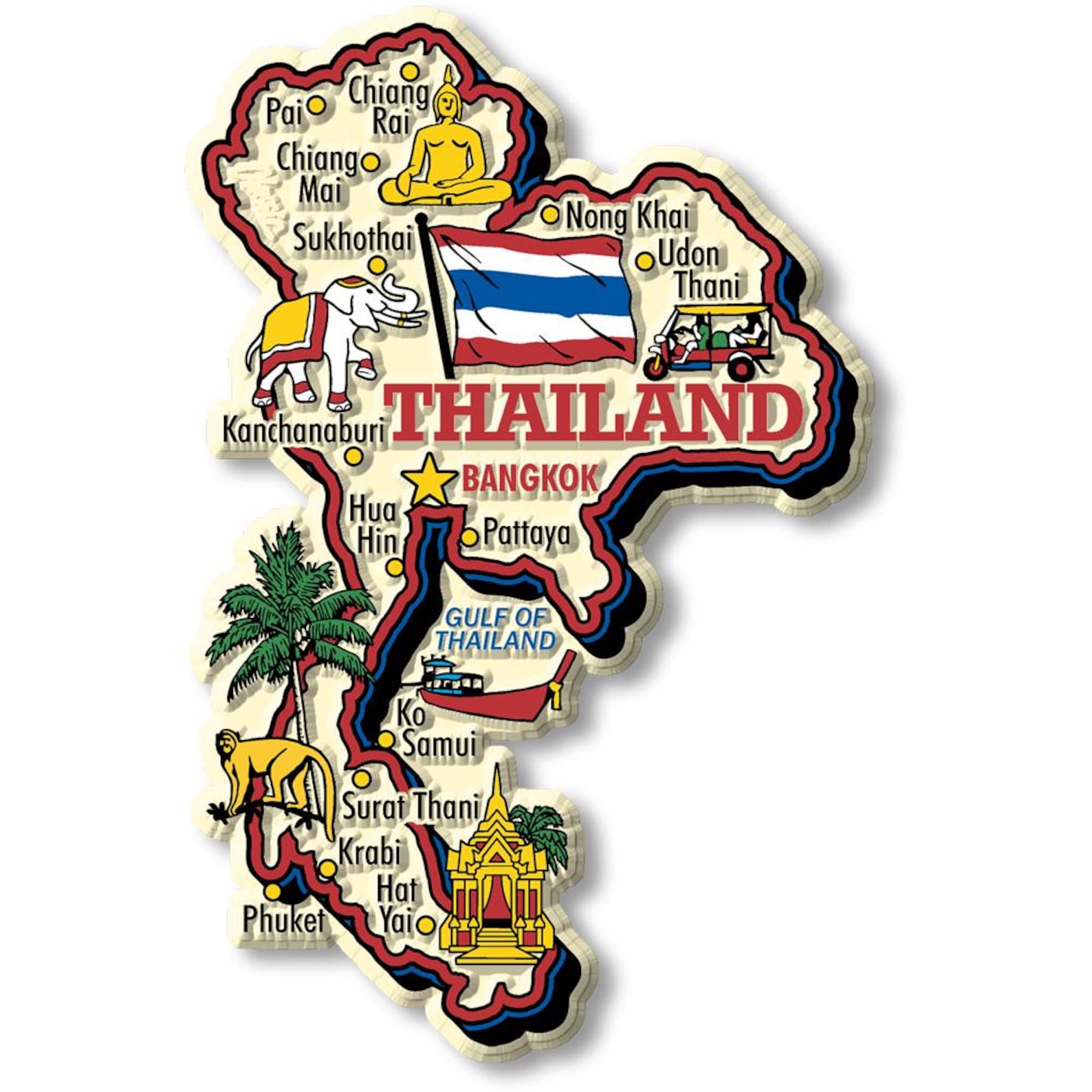 Thailand Country Map Shape Jumbo Magnet, Collectible Souvenirs and ...