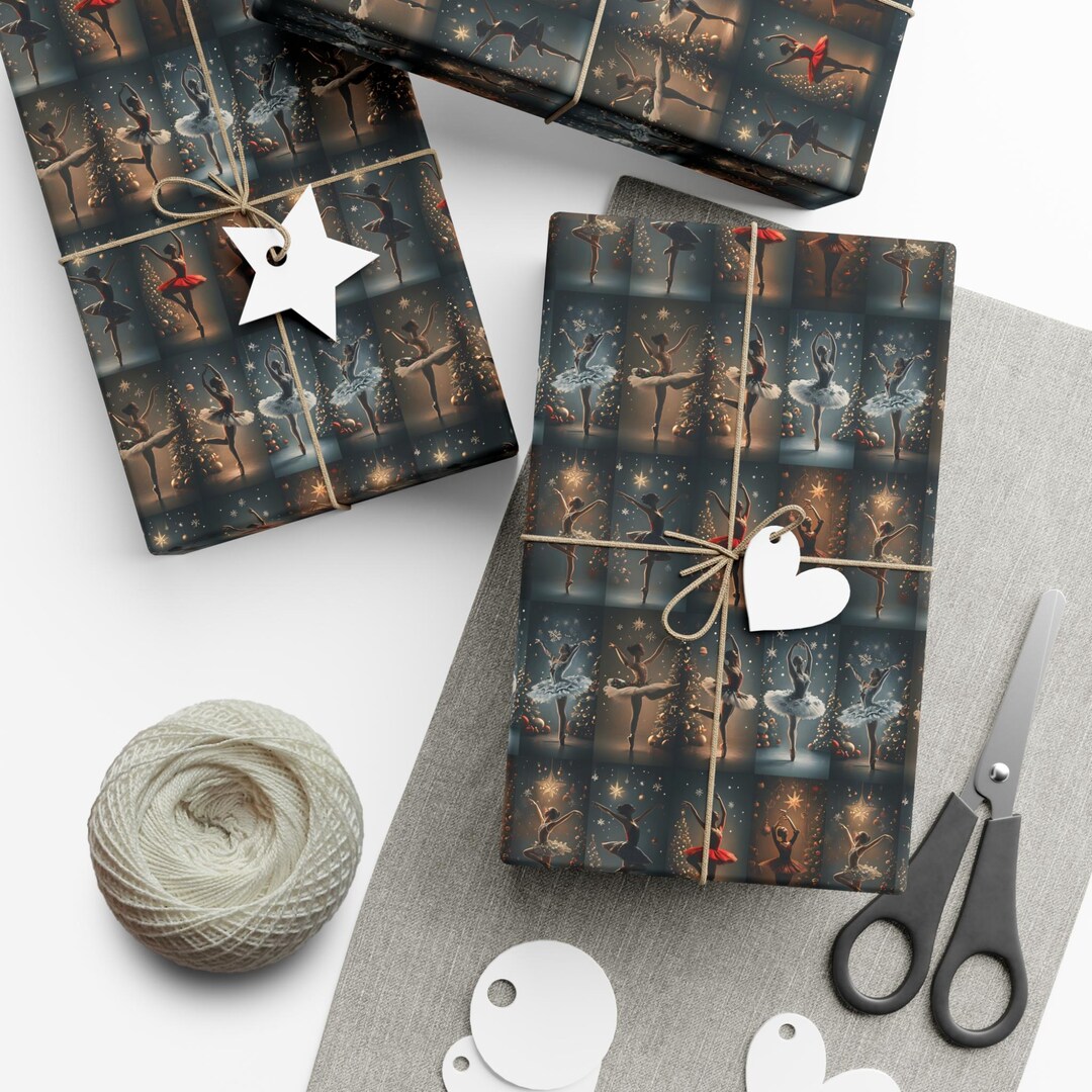 Wrapping Paper, Ballerina Christmas Lights Holiday Gift Wrap, Girl ...