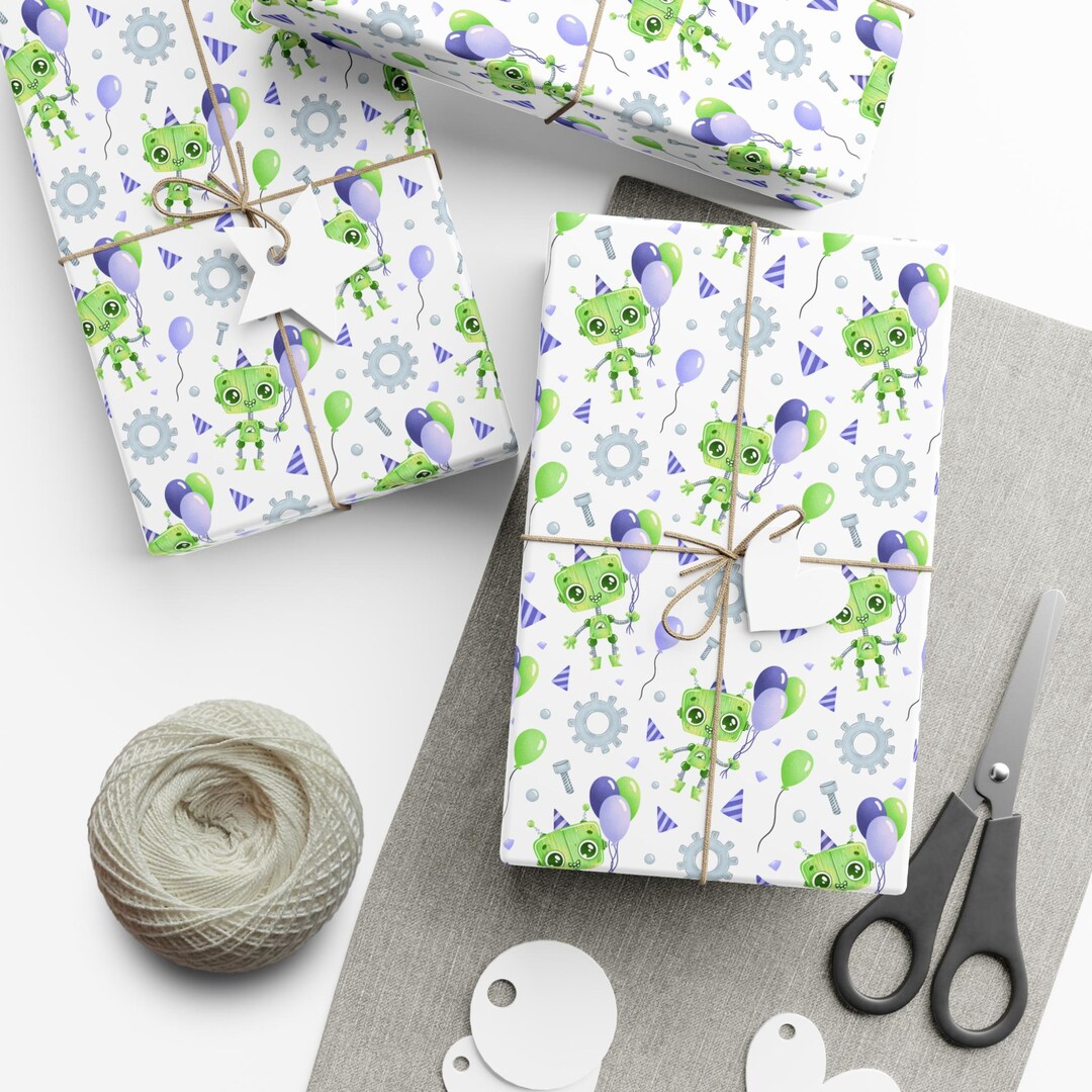 Robot Gift Wrap Papers Perfect for Birthdays, Baby Showers, Holidays ...
