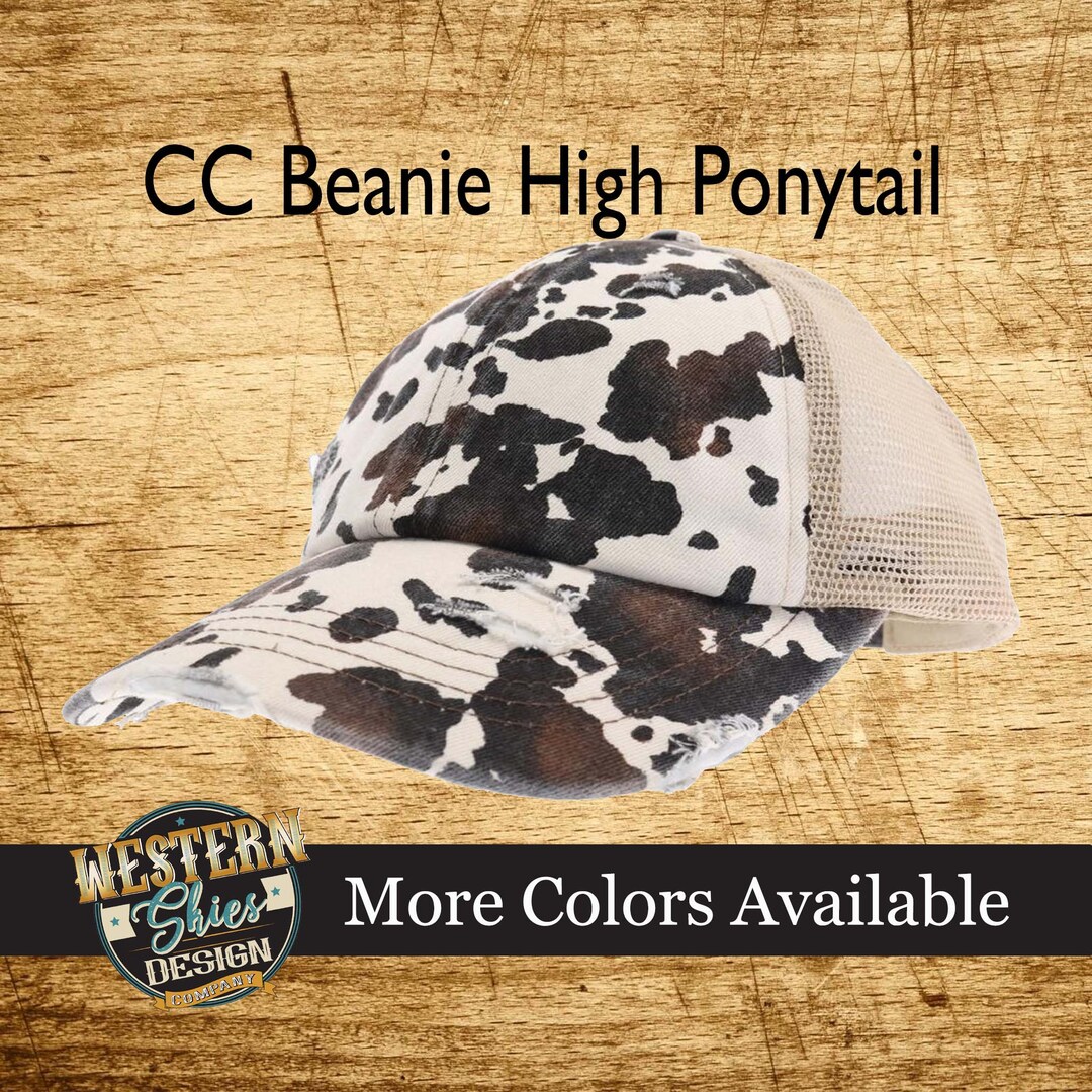 Cow Print Crisscross High Ponytail Hat Custom Embroidered Hat Livestock ...