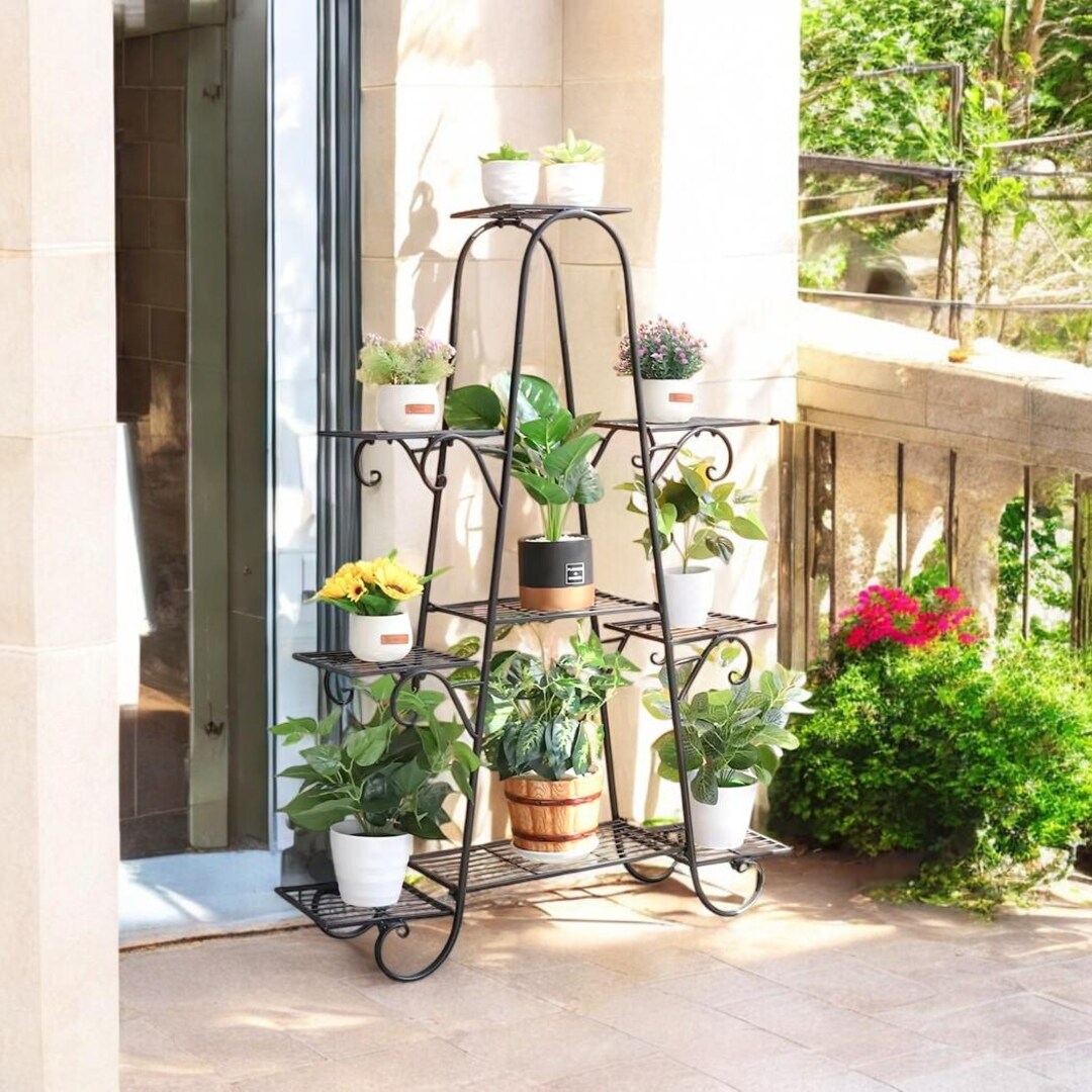 9 Tier Indoor/outdoor Metal Plant Stand - Versatile Multilayer Shelf ...
