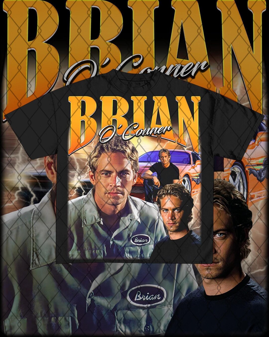 Brian O'conner PNG Digital Download, DTF Transfer Print, Bootleg Shirt ...