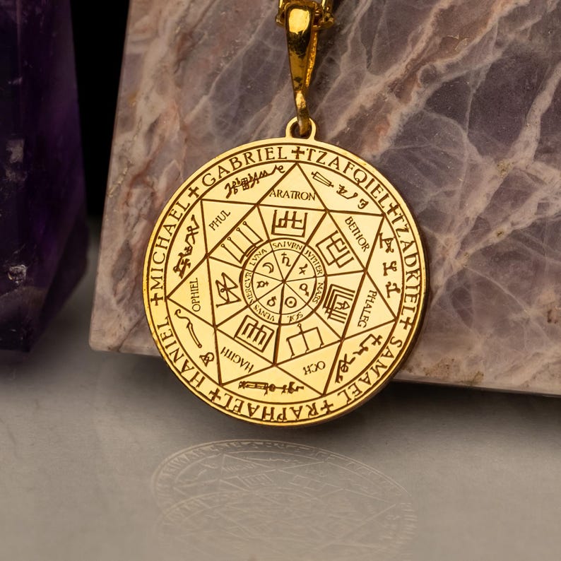 Seal of Seven Archangels Necklace - Solid Gold and Silver Necklace ...