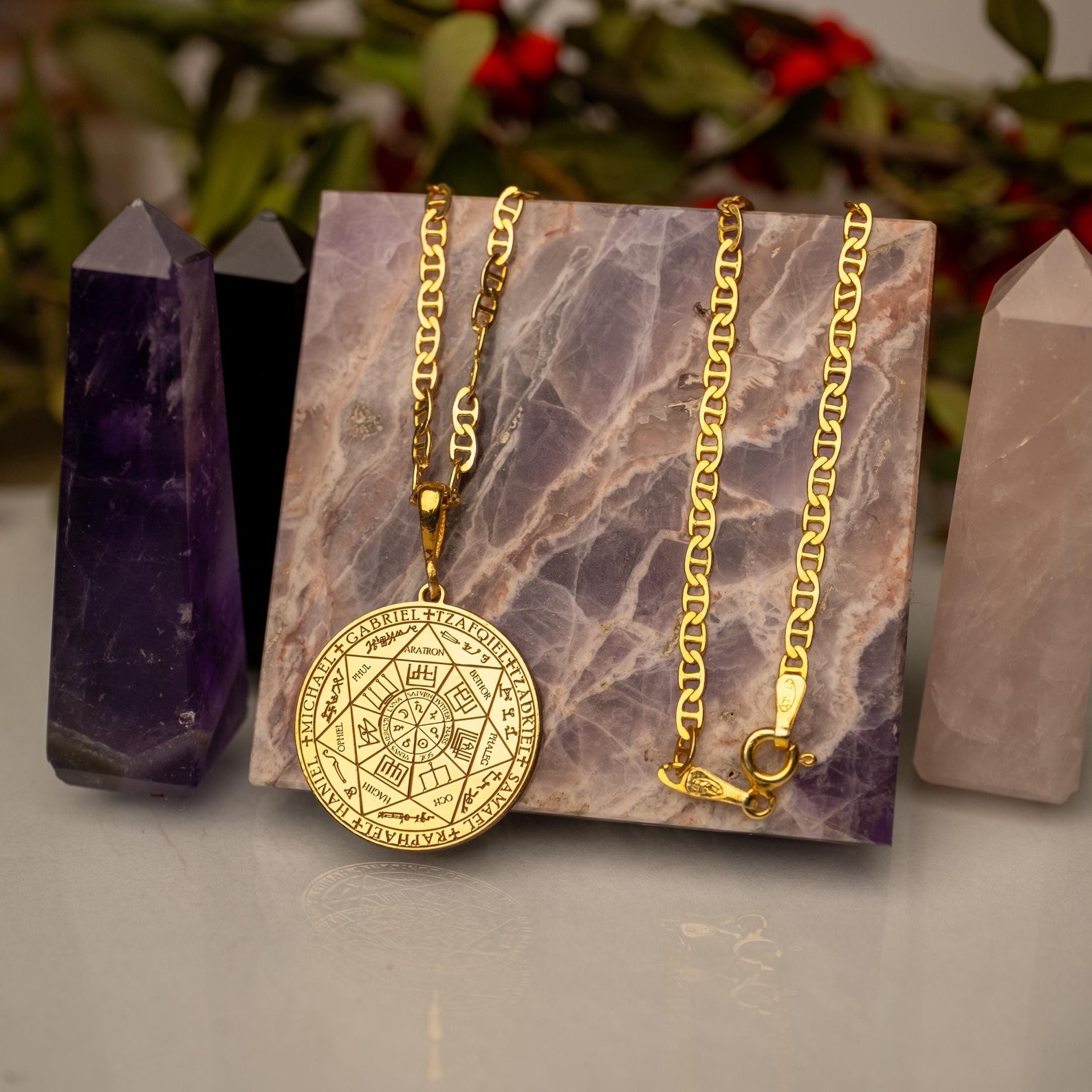 Seal of Seven Archangels Necklace - Solid Gold and Silver Necklace ...