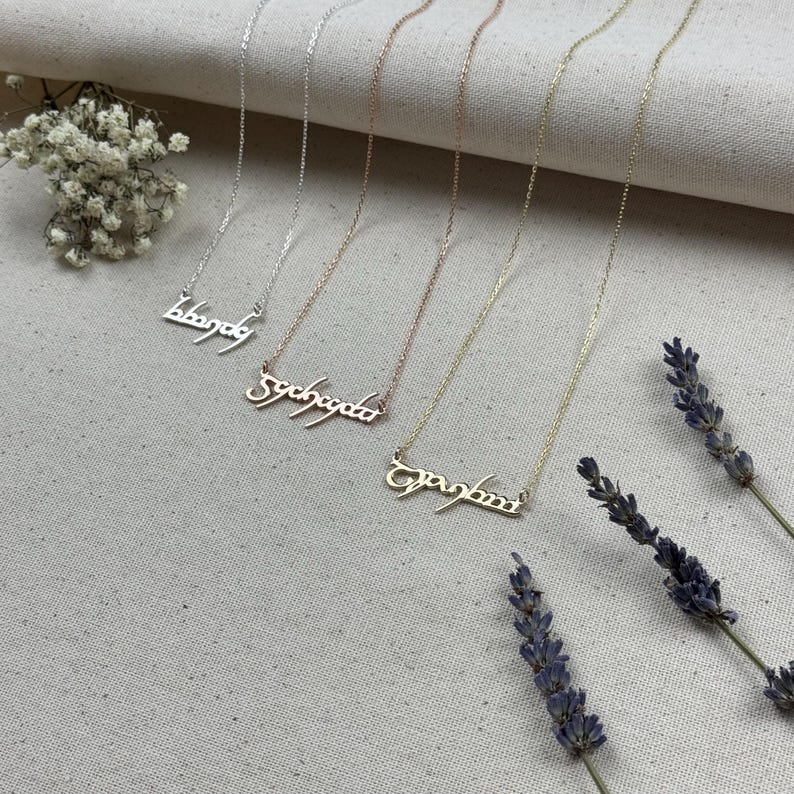 Custom Elven Name Necklace, Personalized Elvish Pendant, Fantasy ...