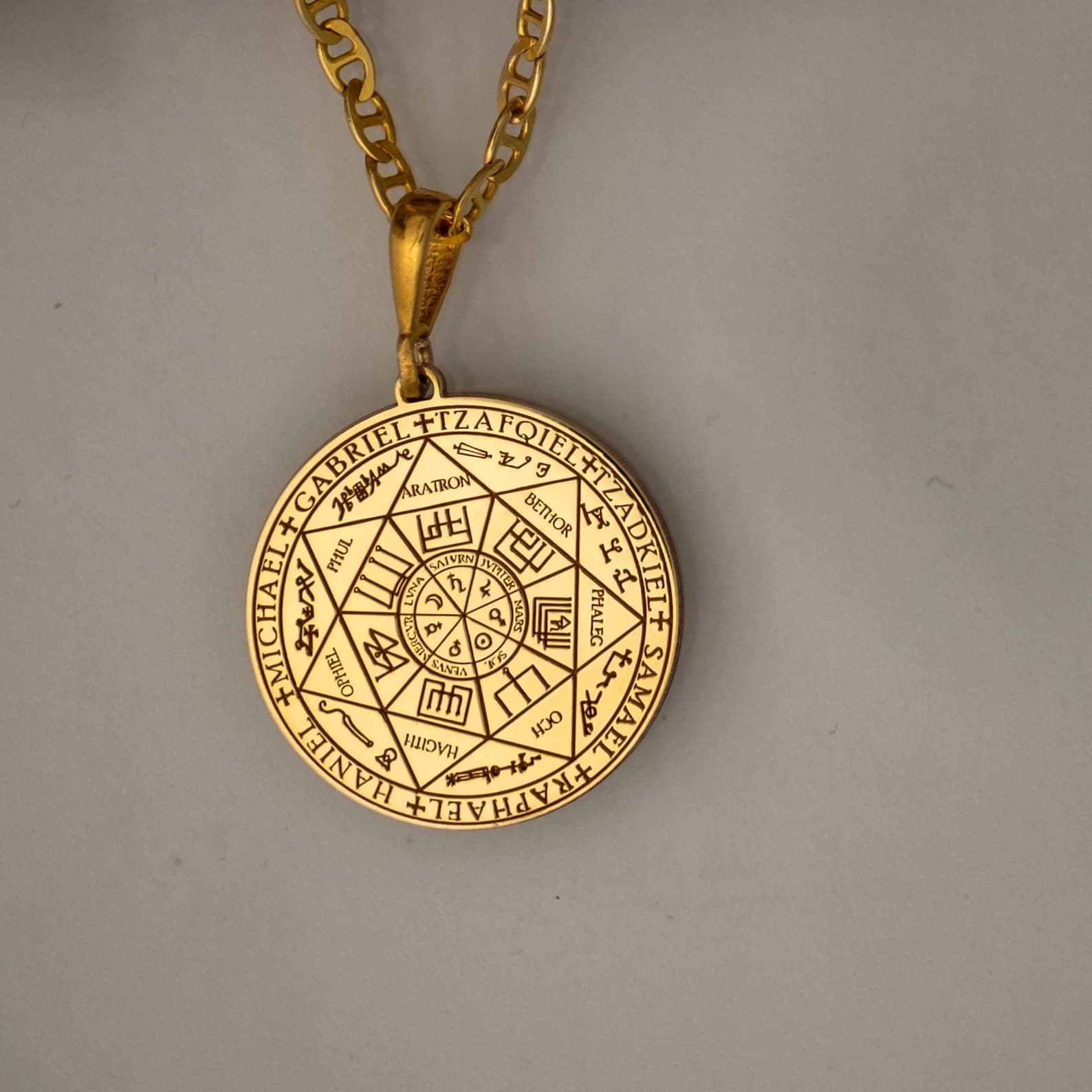 Seal of Seven Archangels Necklace - Solid Gold and Silver Necklace ...