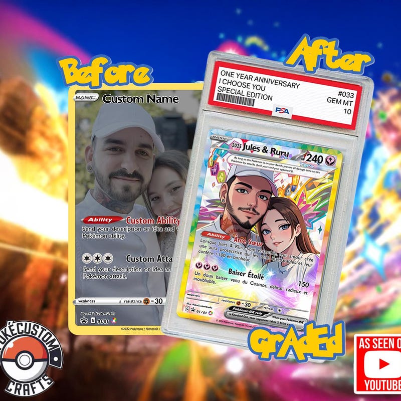 Personalized Pokemoncard Couple - Etsy