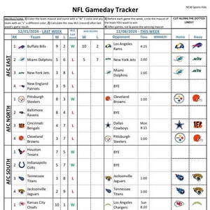 NFL Gameday Kids Activity Sheet | Updated WEEKLY | Track the Match-ups ...