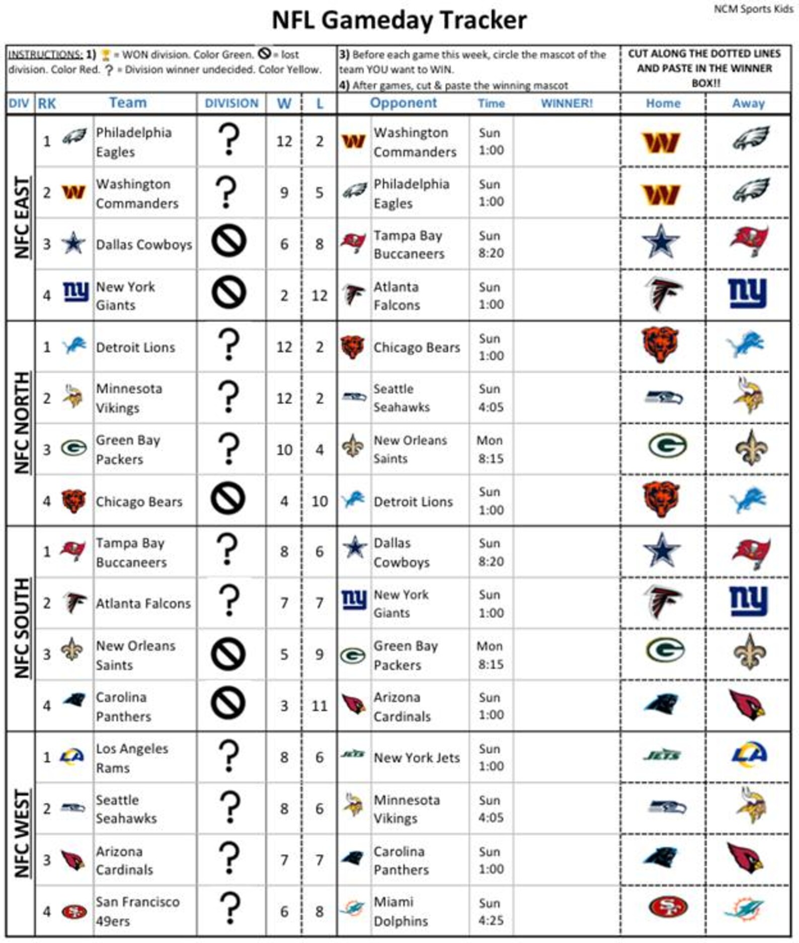 NFL Activity Sheets for Kids | Gameday Printable Activities ...