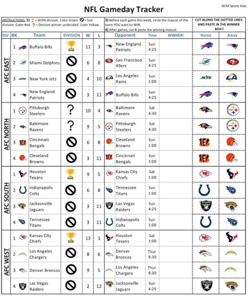 NFL Activity Sheets for Kids | Gameday Printable Activities ...