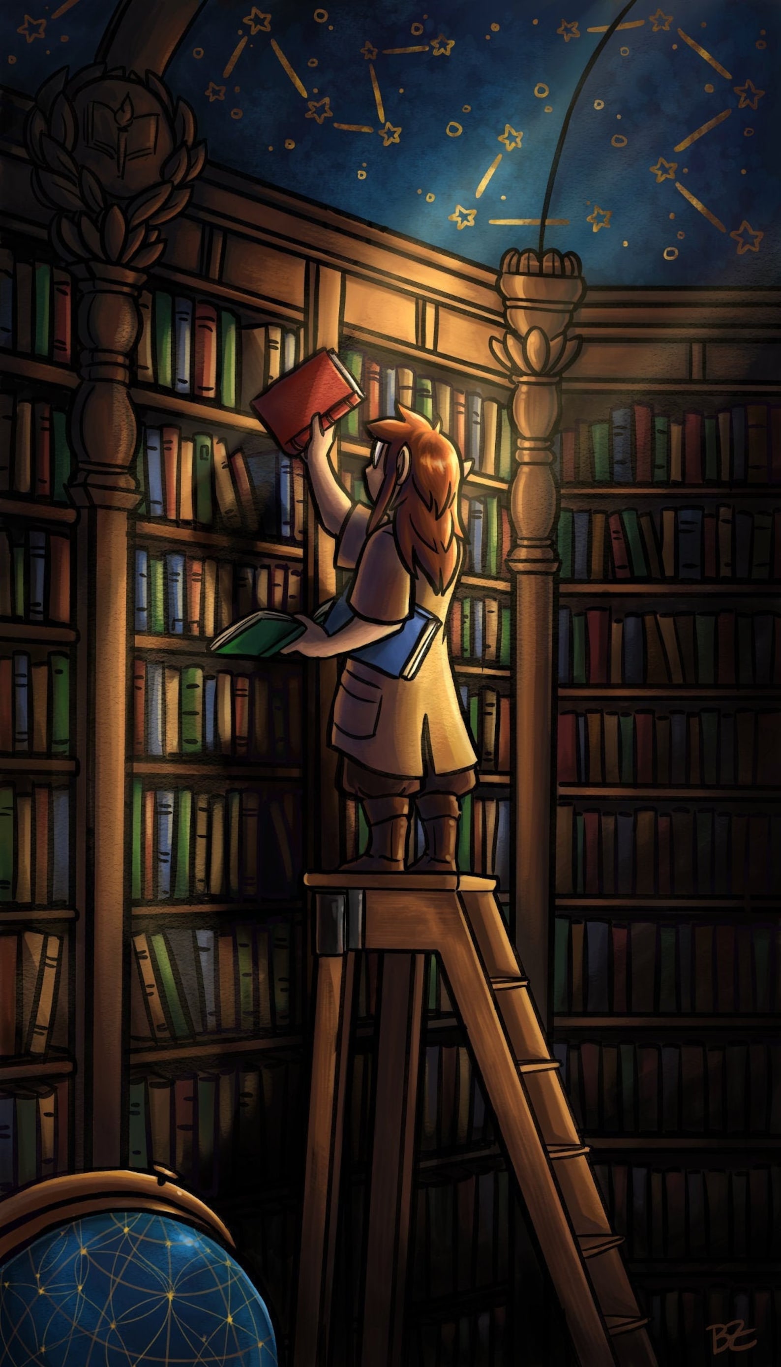 The Librarian Fantasy Art Print Library Art Book Art | Etsy