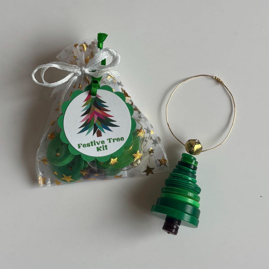 Green Button Tree Ornament Kit - Etsy