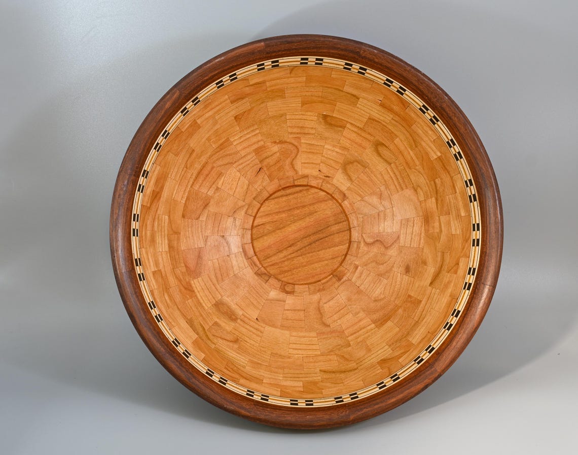 Michigan Cherry Segmented Bowl "checkers" Pattern (2024) 10.25" Wide ...