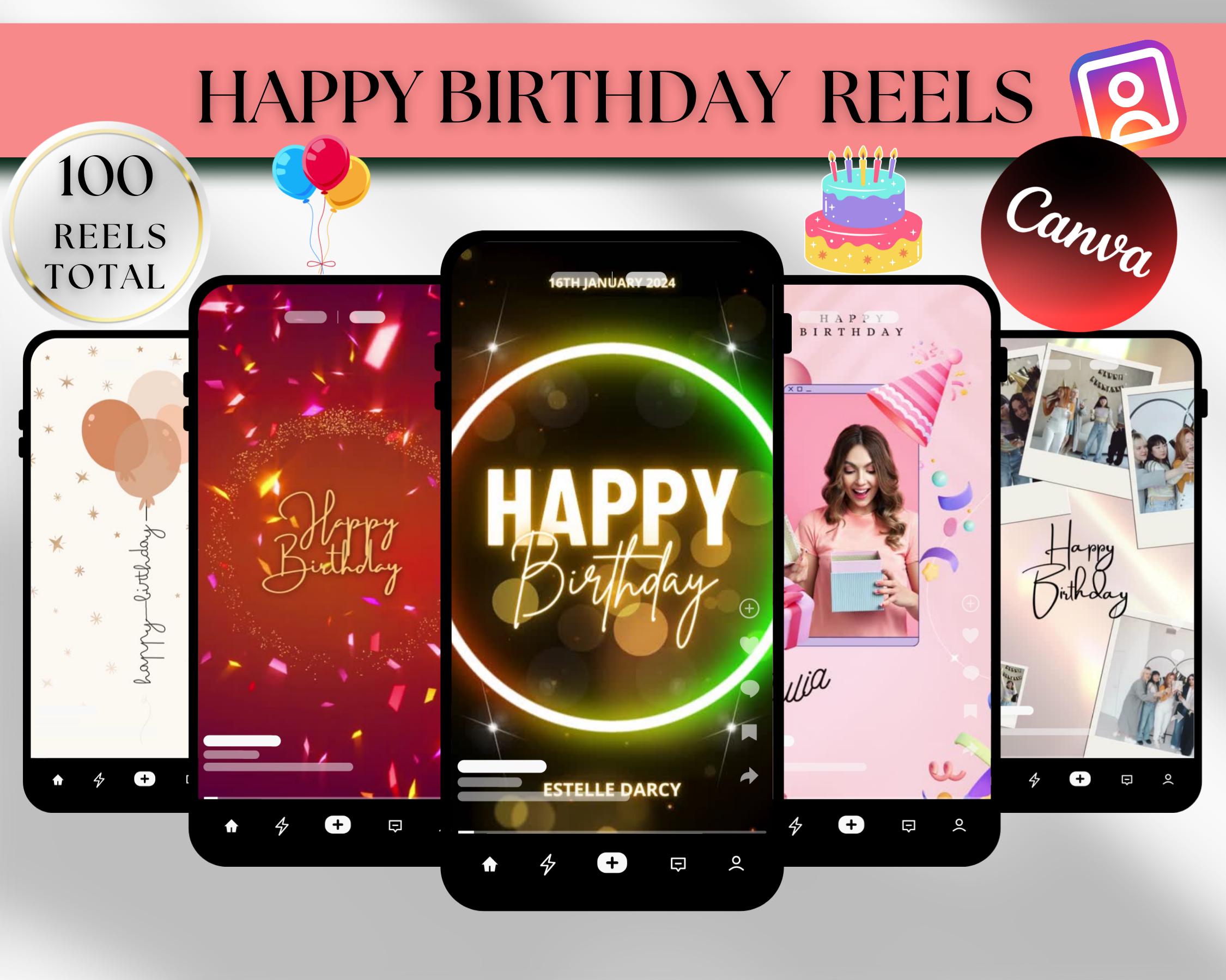 100 Happy Birthday Reels Videos Instagram Tiktok Bday Faceless Reels ...