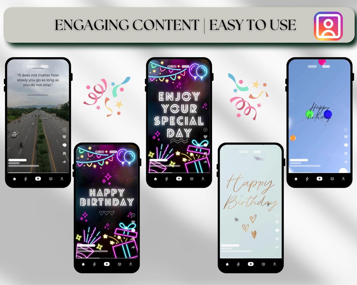 100 Happy Birthday Reels Videos Instagram Tiktok Bday Faceless Reels ...