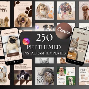 250 Pet Instagram Templates: Dog & Cat Social Media (canva Editable) - Etsy