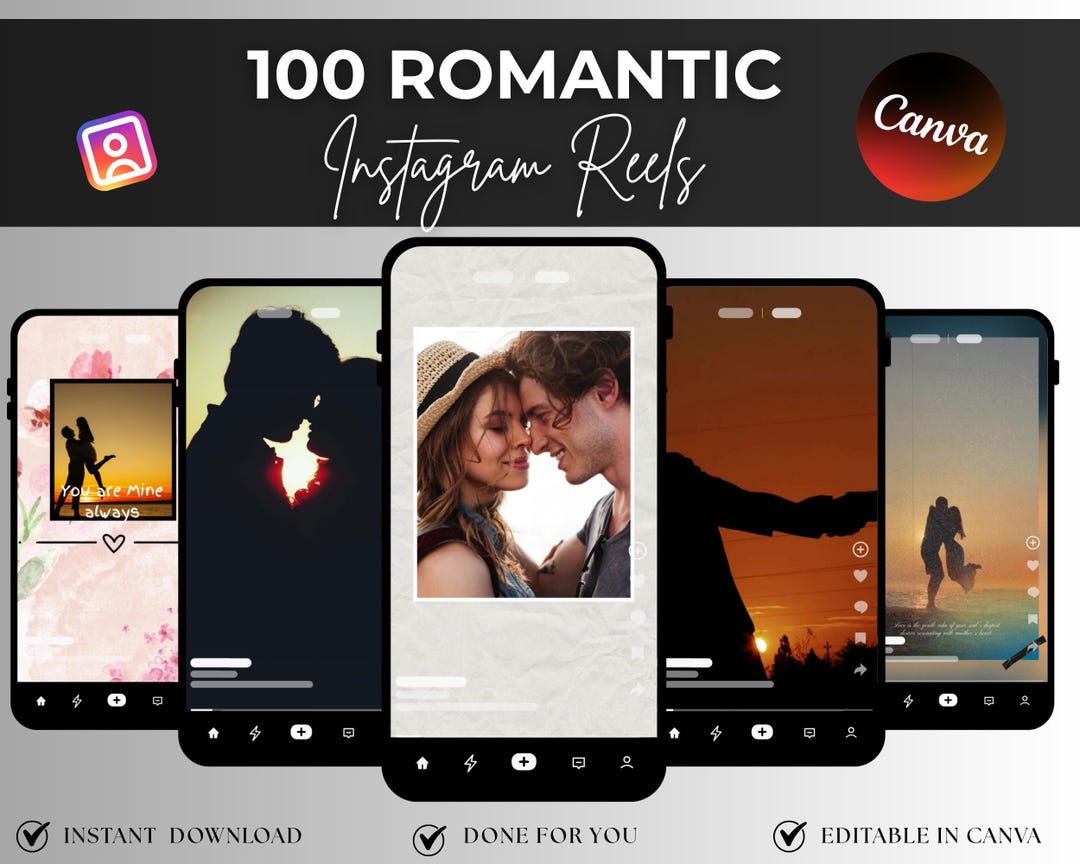 Romantic Instagram Reels Templates: Love & Wedding Social Media (canva ...