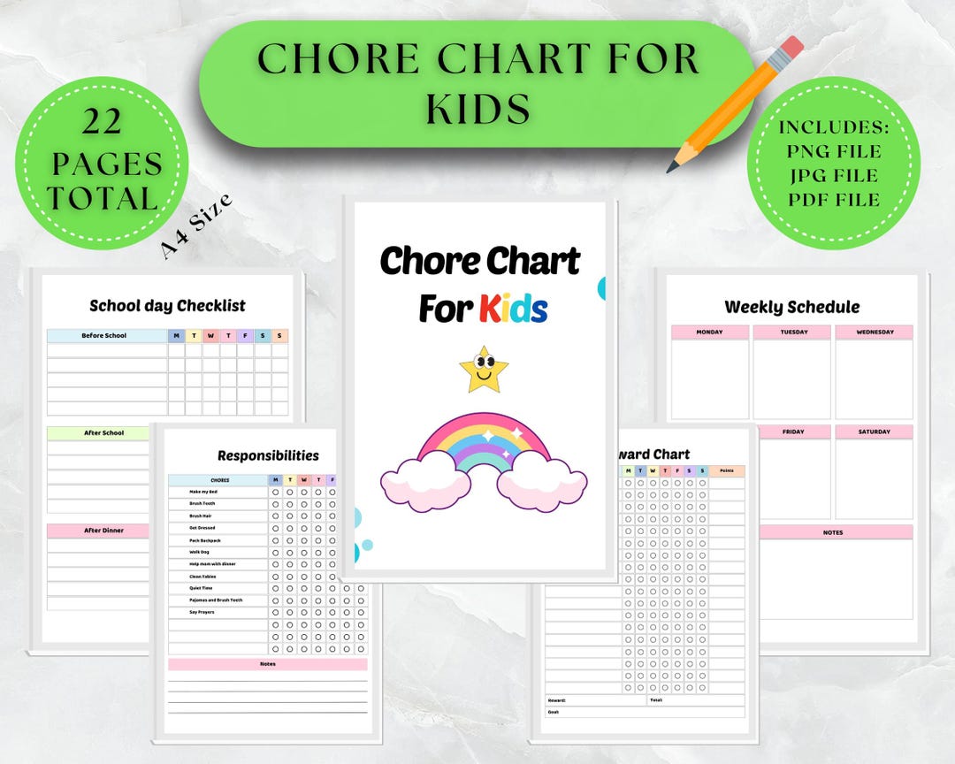 Chore Chart for Kids | Chore Planner for Kids | Daily Routine Chart ...