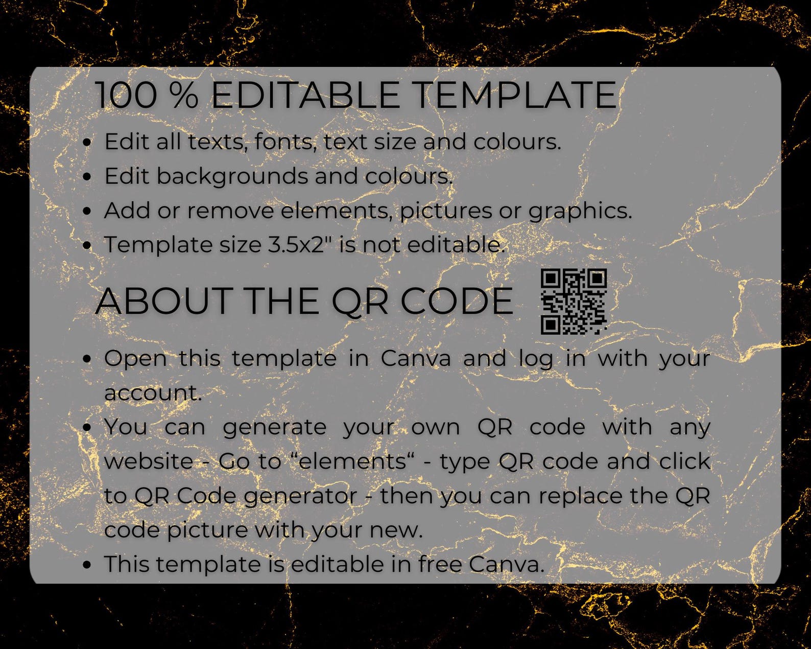 QR Code Business Card Gold Luxury Business Card Template DIY Business ...