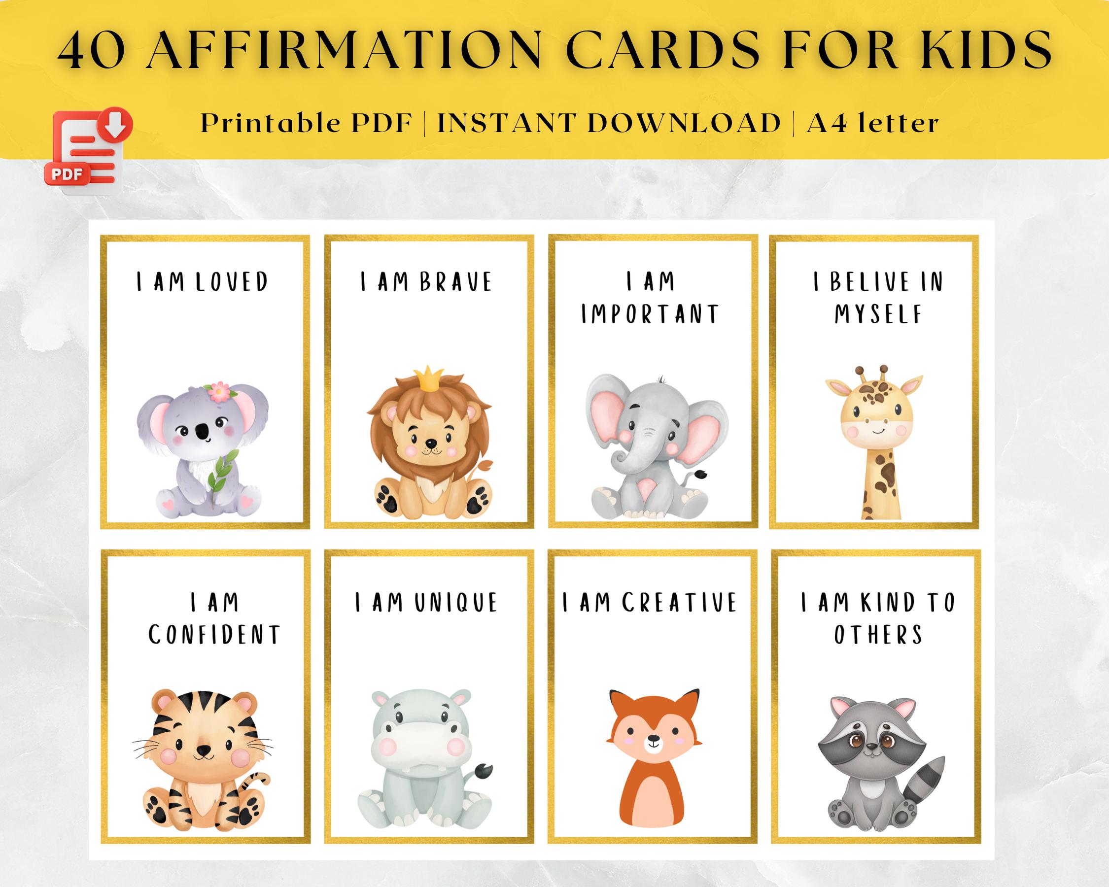 Kids Affirmation Cards | Positive Affirmation Cards | Print Cute Animal ...