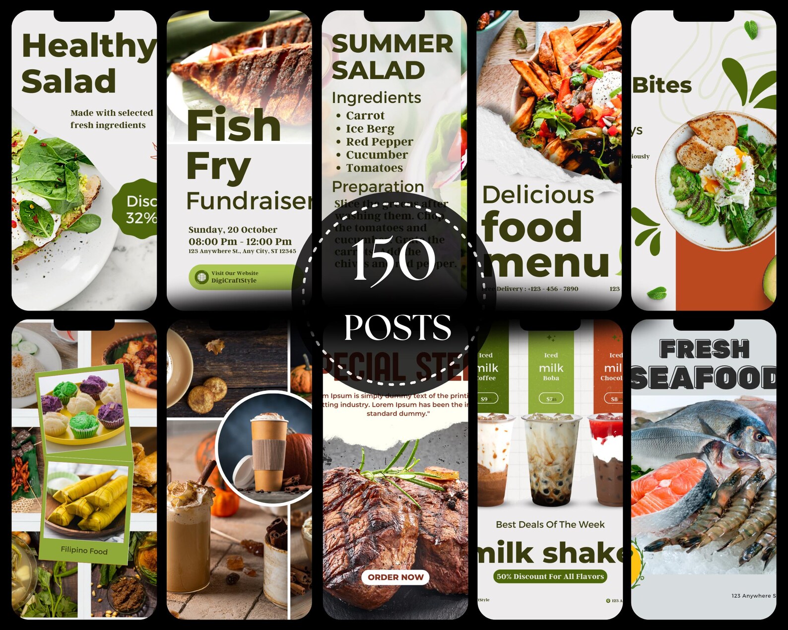 300 Food Instagram Templates Nutrition Instagram Posts Food Blogger ...