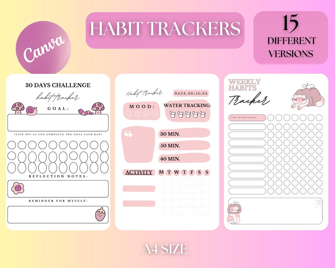 Habit Tracker, Habit Planner, Monthly Habit Tracker Journal, Simple ...