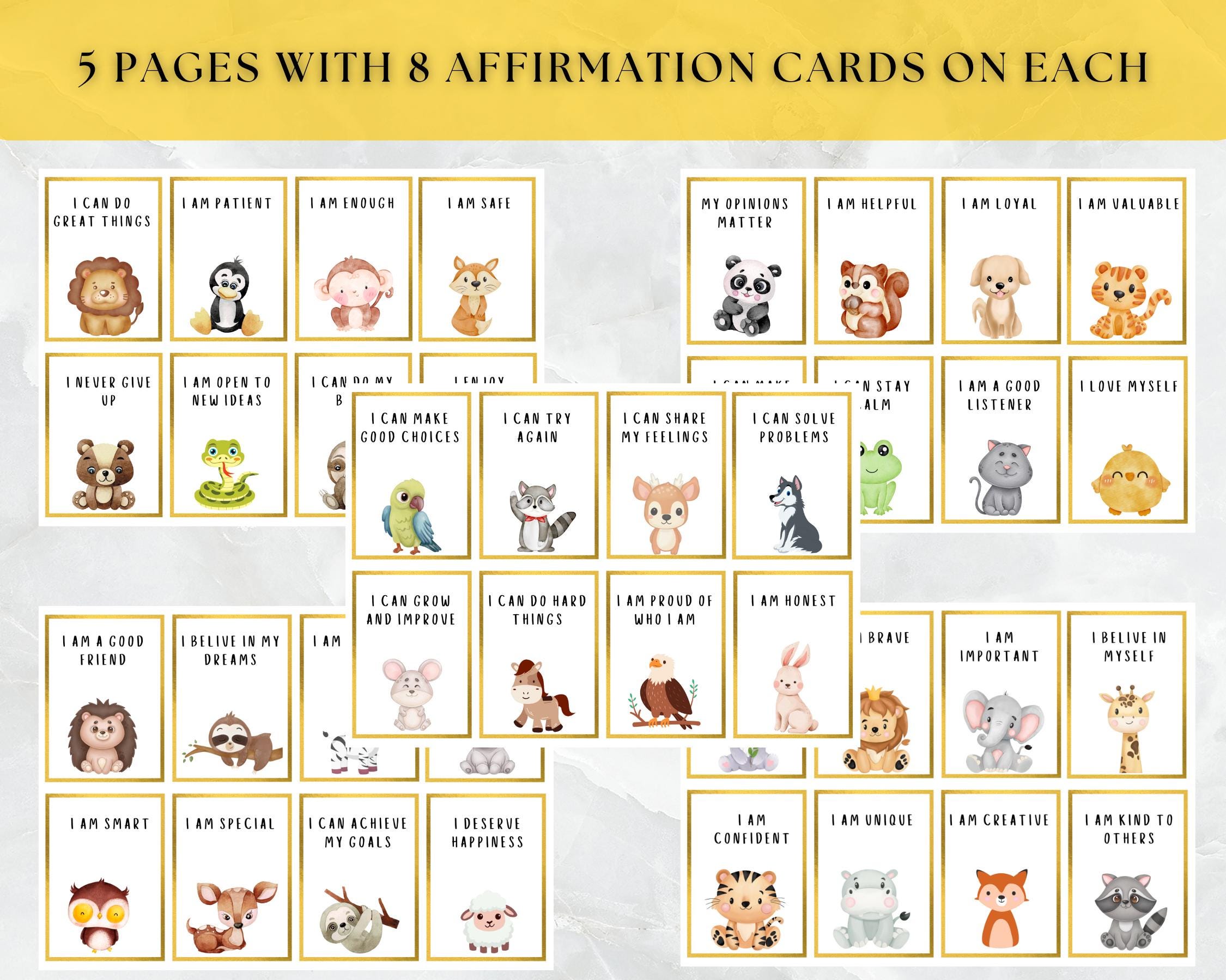 Kids Affirmation Cards | Positive Affirmation Cards | Print Cute Animal ...