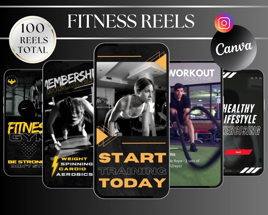 100 Fitness Reels Gym Reels Instagram Fit Videos DIY Reels Fitness ...