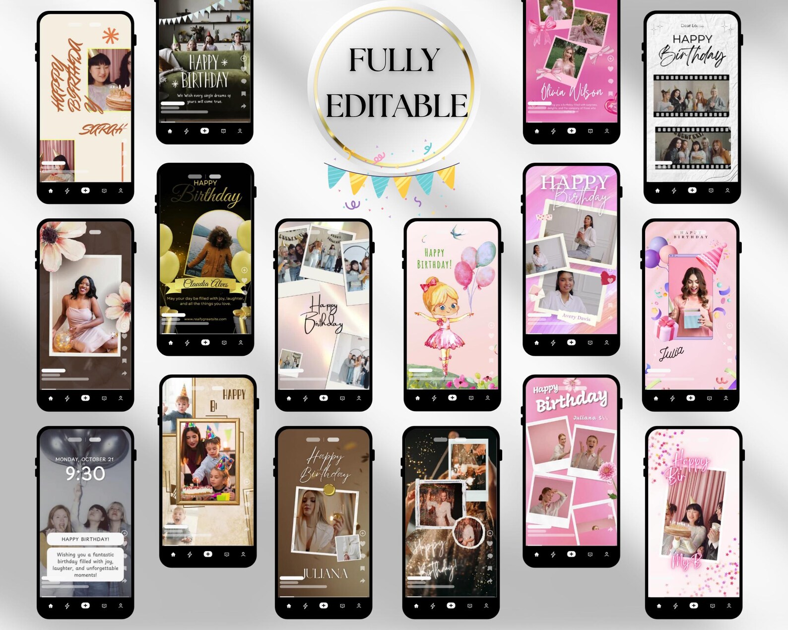 100 Happy Birthday Reels Videos Instagram Tiktok Bday Faceless Reels ...