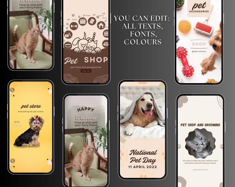 250 Pet Instagram Templates: Dog & Cat Social Media (canva Editable) - Etsy