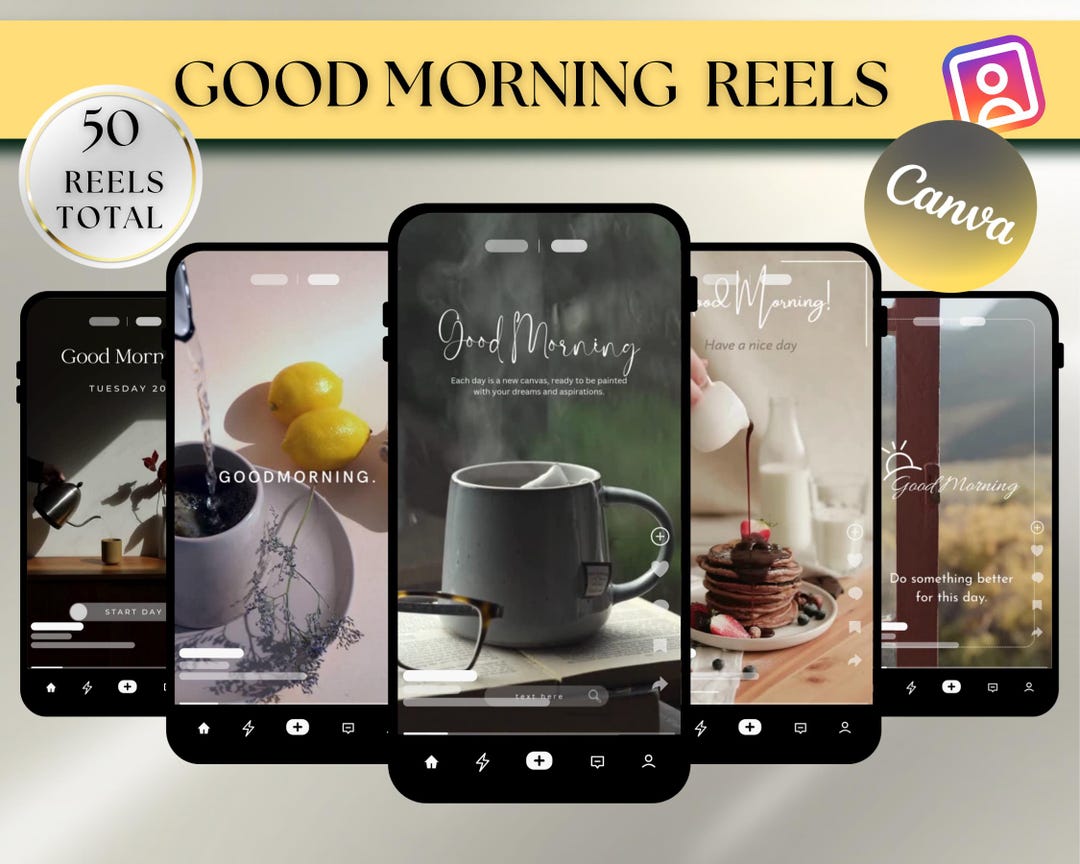 50 Good Morning Instagram Reels: Social Media Content (canva, Digital ...