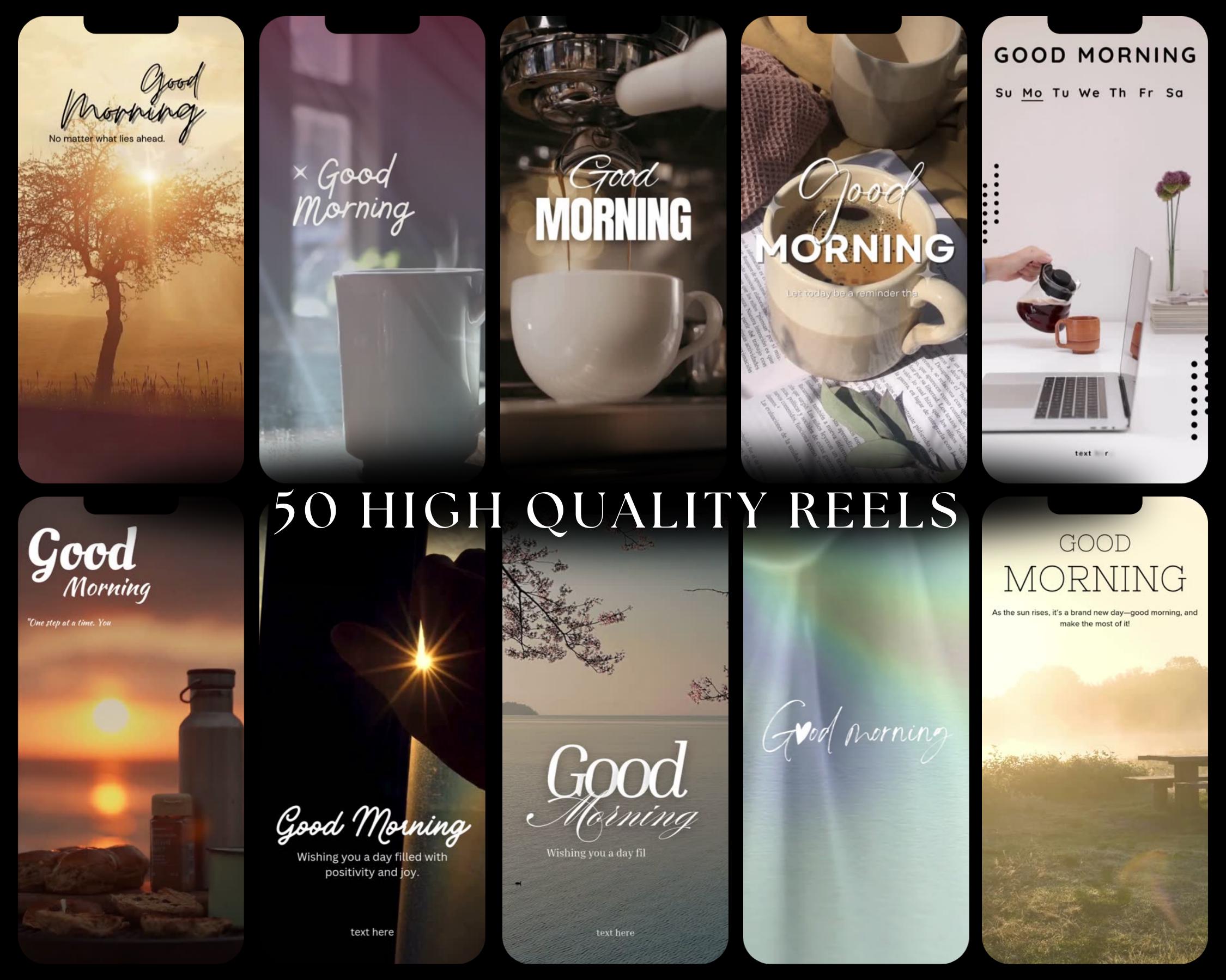50 Good Morning Instagram Reels: Social Media Content (canva, Digital ...