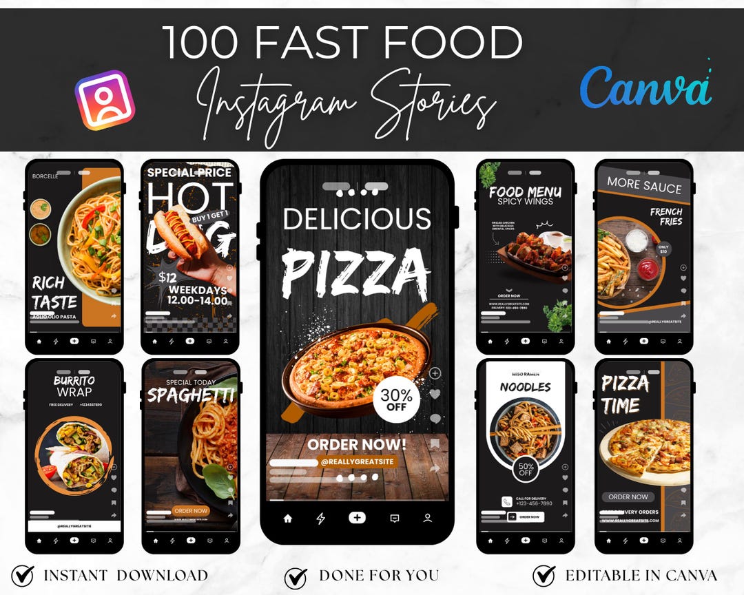 100 Fast Food Instagram Story Templates for Canva (digital Download) - Etsy