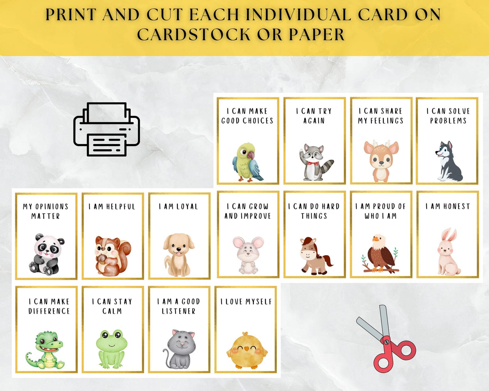 Kids Affirmation Cards | Positive Affirmation Cards | Print Cute Animal ...