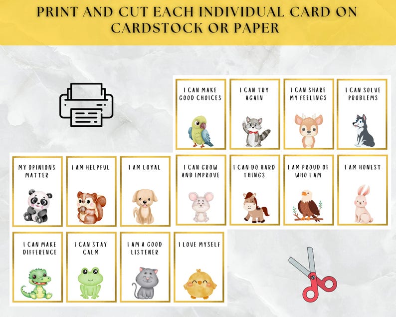 Kids Affirmation Cards | Animal Prints (digital Download - Etsy