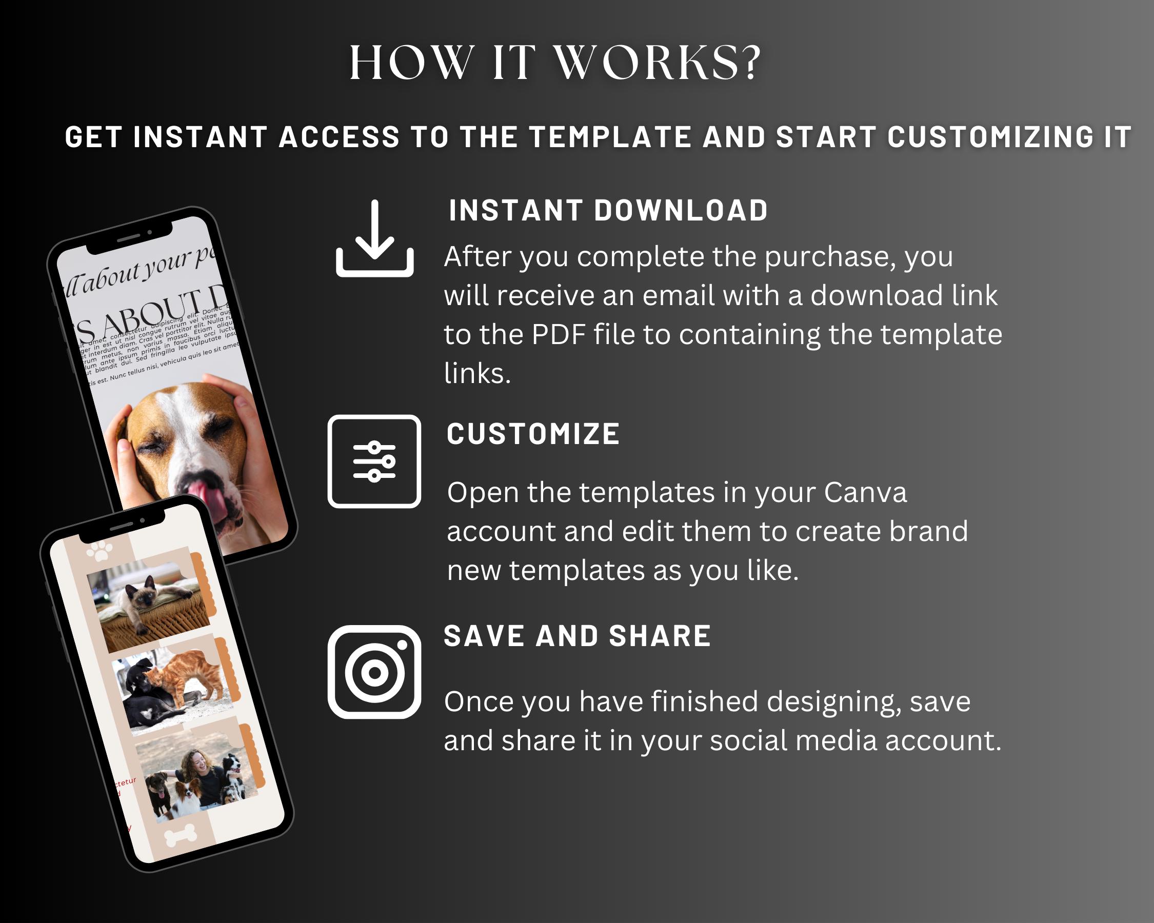 250 Pet Instagram Templates: Dog & Cat Social Media (canva Editable) - Etsy