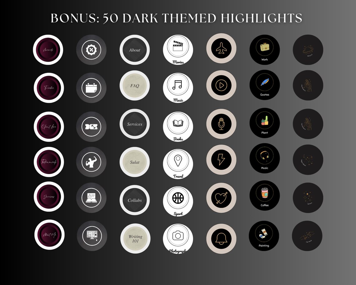 300 Black Instagram Templates: Dark Theme Posts & Stories (canva) - Etsy